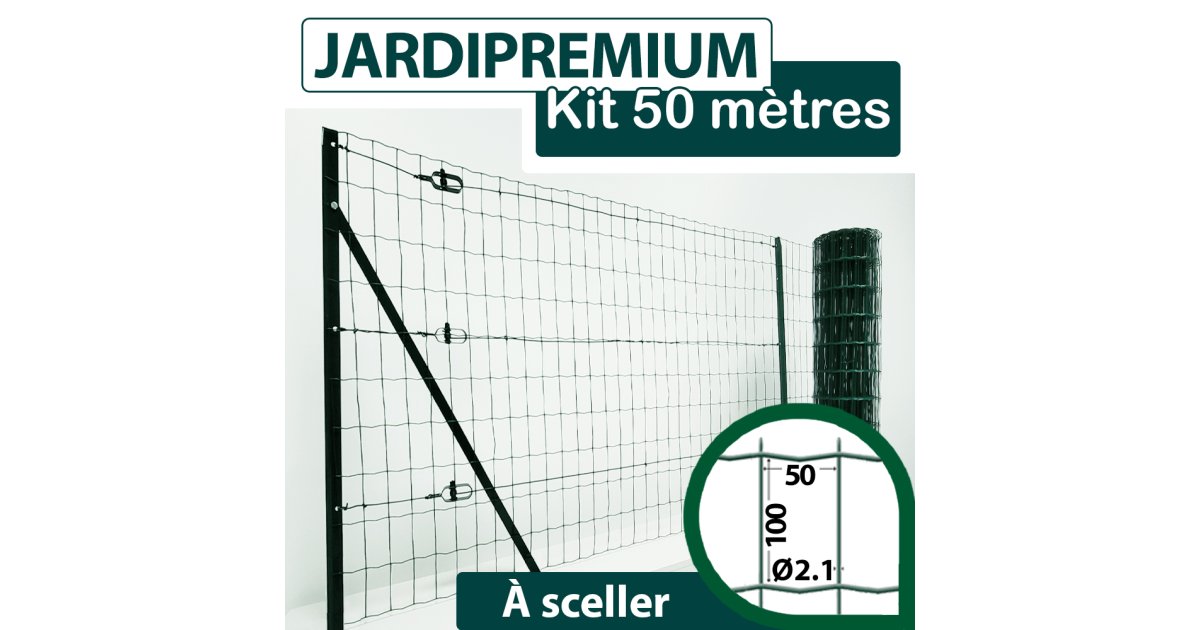 Kit Complet Grillage Souple Vert 50m - JARDIPREMIUM