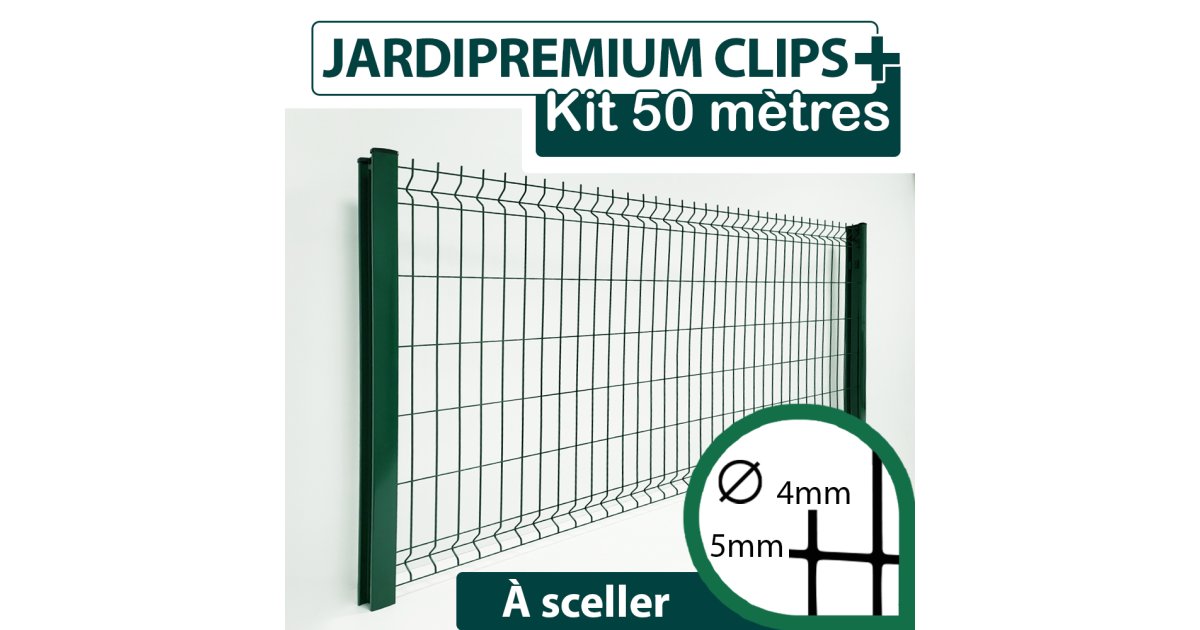 Kit Grillage Rigide Vert 50m - Fil 4/5mm - A Sceller